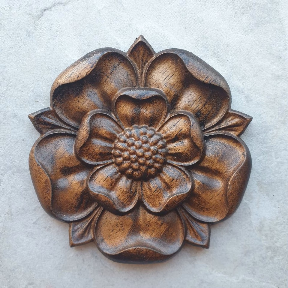 Tudor Rose Wood Carving Lancashire Yorkshire Carved Rose Rosette Decor ...