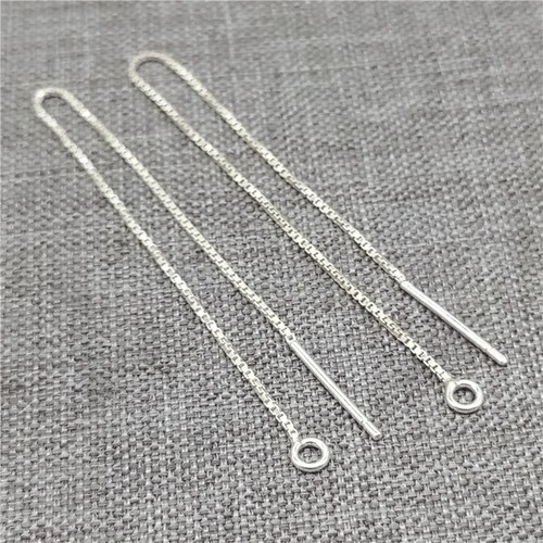 4 Pairs of 925 Sterling Silver Box Chain Ear Threads for Earrings | eBay