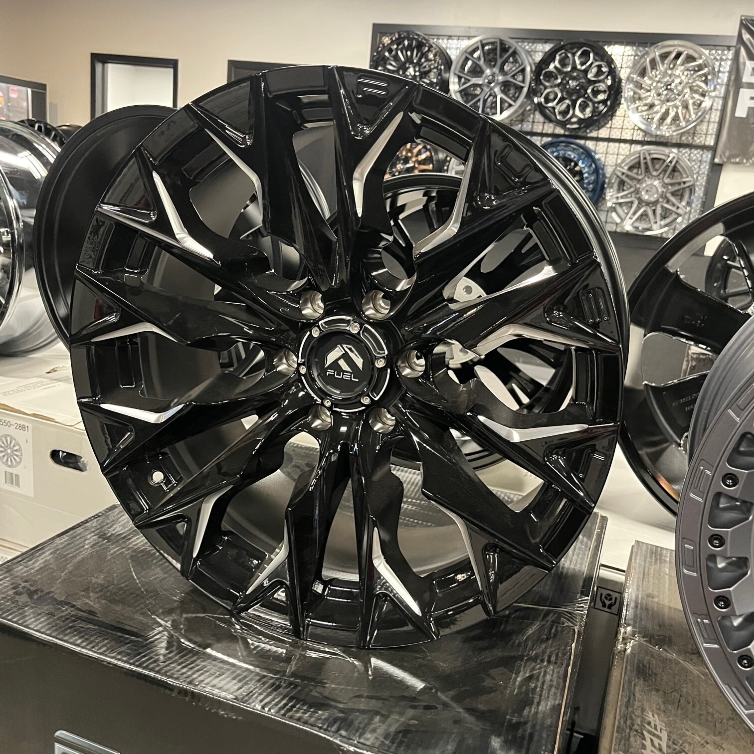 4 Fuel D803 Flame 20" Gloss Black Milled 20x10 8x180 Wheels Rims Chevy ...