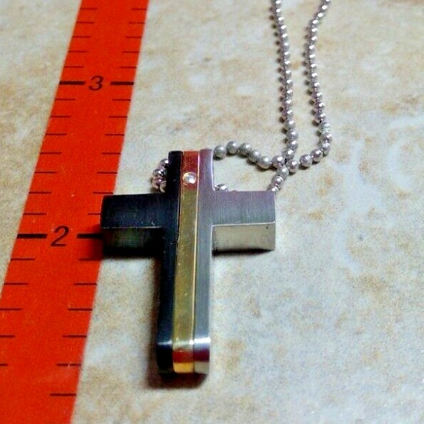 Dolan Bullock Stainless Steel & 18K Men's Cross Pendant usa made | eBay