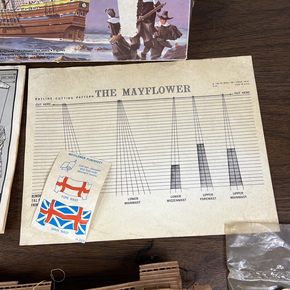 REVELL MAYFLOWER SHIP PLASTIC MODEL KIT 1966 H-327 ⚠️ UNCOUNTED AS-IS ...
