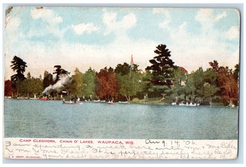 c1905 Camp Cleghorn Chain O'Lakes Waupaca Wisconsin WI Antique Vintage ...