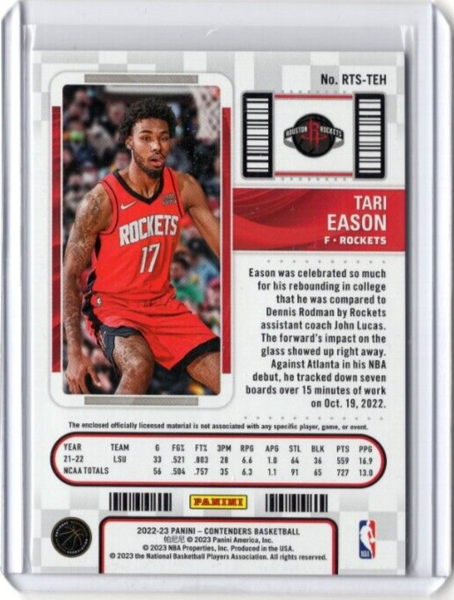 TARI EASON NBA Rockets 2022-23 Panini Contenders RC Jersey Patch #RTS ...