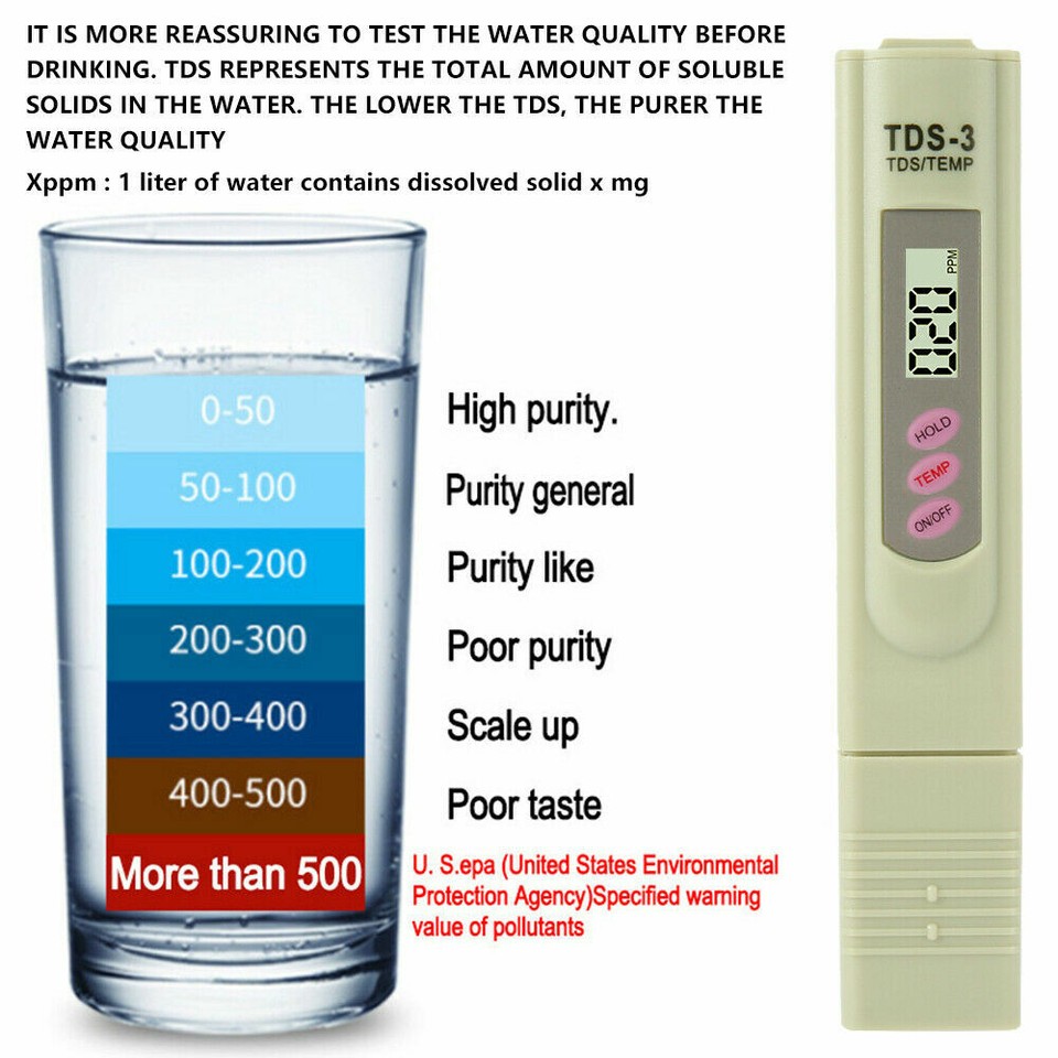 TDS3 PPM Meter Digital Tester Home Drinking Tap Water Quality Purity ...