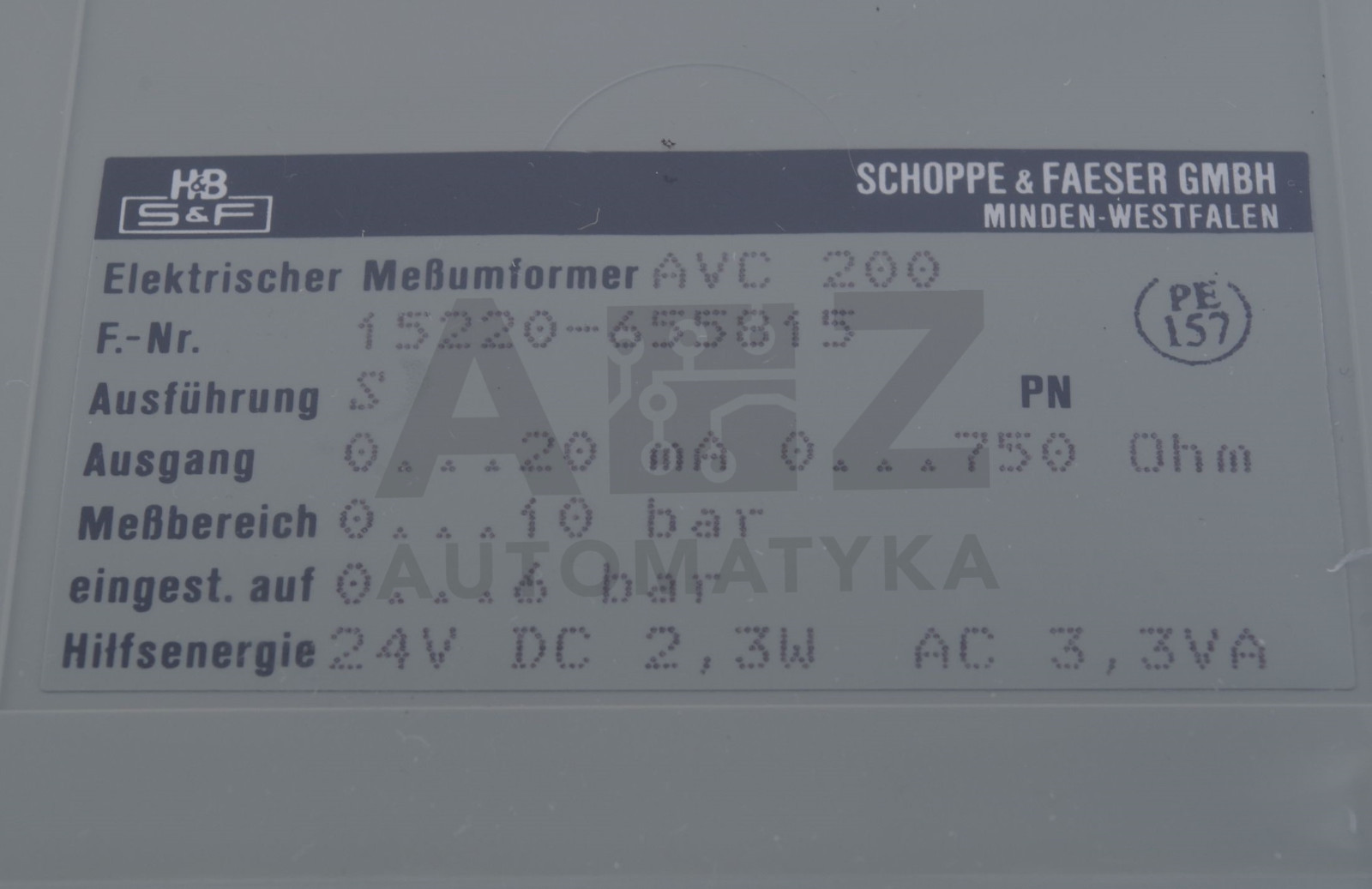 SCHOPPE & FAESER AVC 200 AVC200 15220-655815 15220655815 TRANSDUCER ...
