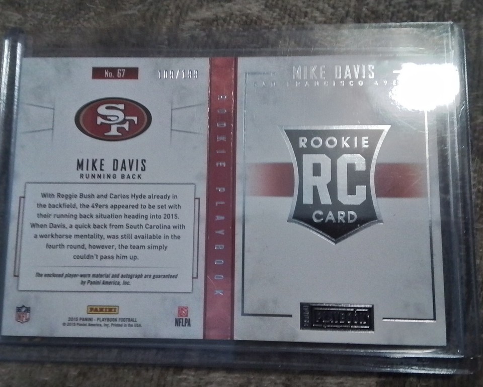 2015. PLAYBOOK AUTO RELIC MIKE DAVIS 109/199 | eBay