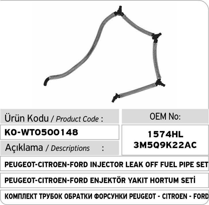 PEUGEOT-CITROEN-FORD INJECTOR LEAK OFF FUEL PIPE SET 1574.HL 1708234 | eBay