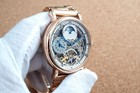 Mens Rose Gold Dual Time Skeleton Automatic Mechanical Watch Stainless ...