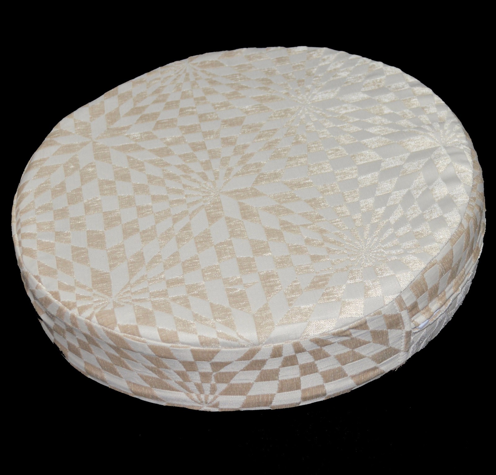 wg07r Tan Geometric Check 3D Round Box Shape Sofa Seat Cushion COVER ...