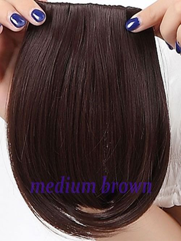 Straight Front Bangs Fringe Piece Clip In Hair Extensions Real Natural ...