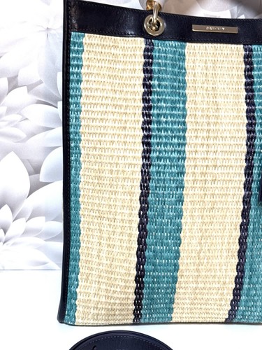 NWT BRAHMIN MONIQUE STRIPPED STRAW HANDBAG TOTE | eBay