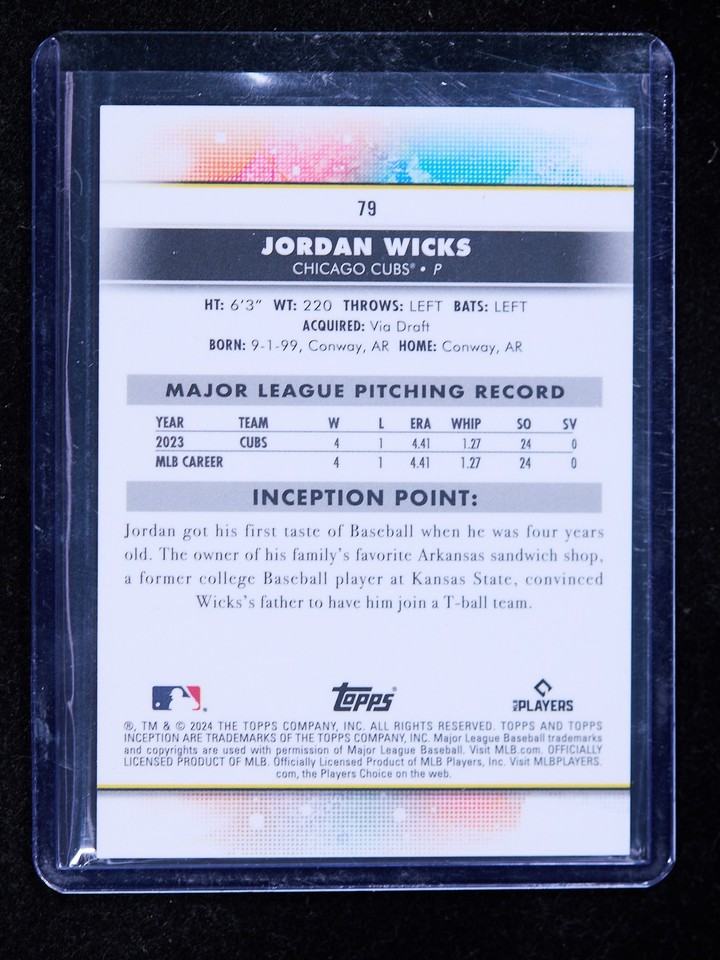 Jordan Wicks 2024 Topps Inception Baseball RC Purple 113/150 | eBay