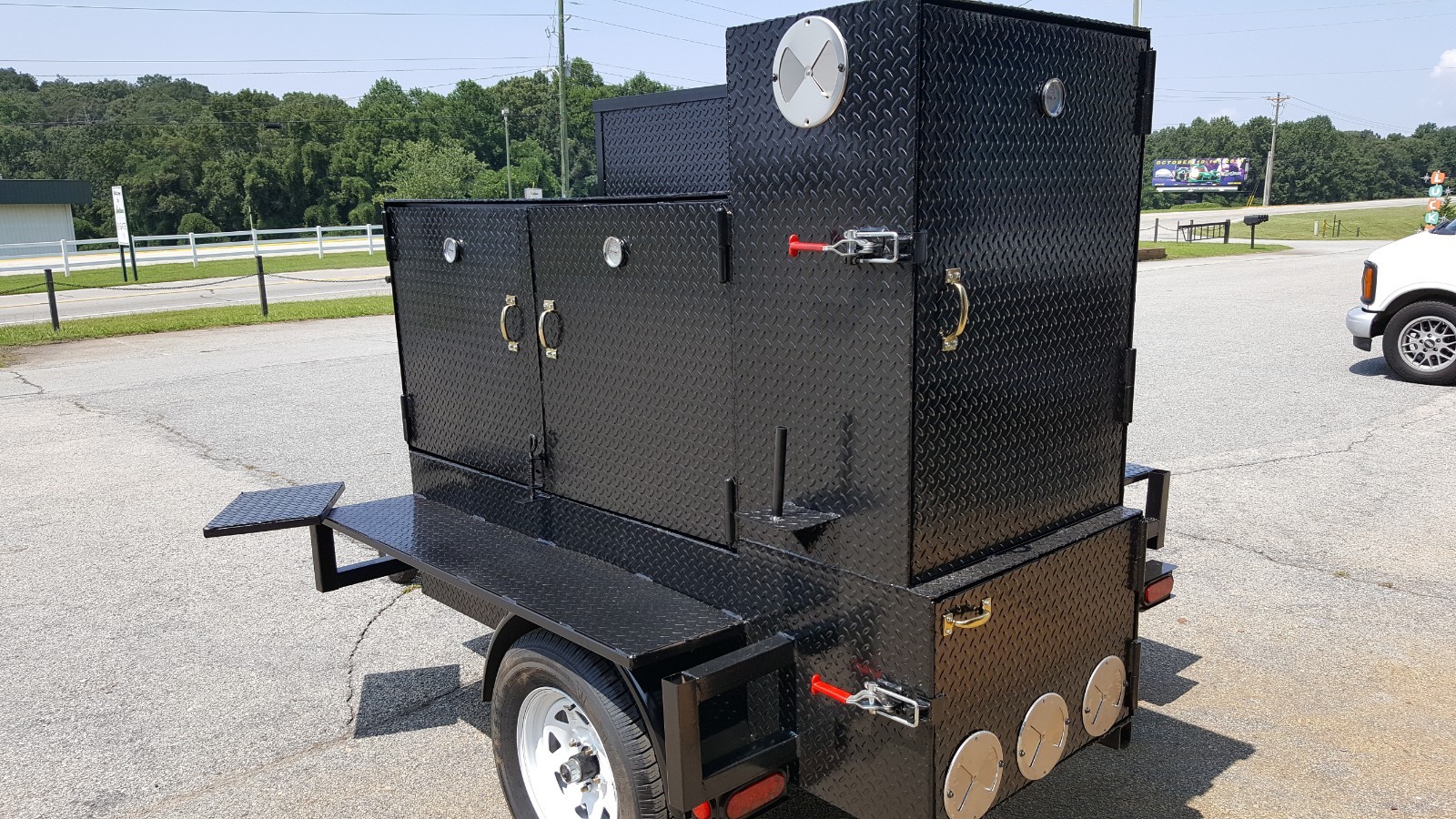 Chicken Flipper Smoke House BBQ Smoker w Side Grill Trailer Food Truck ...
