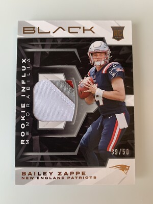 2022 Panini Black Bailey Zappe Rookie Influx 3 Color Jersey Patch #39/ ...