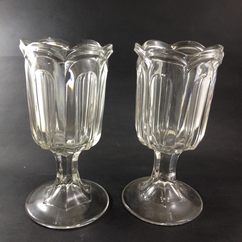 Pair 19th C. EAPG Early American Pattern Seneca Loop Flint Glass Celery ...