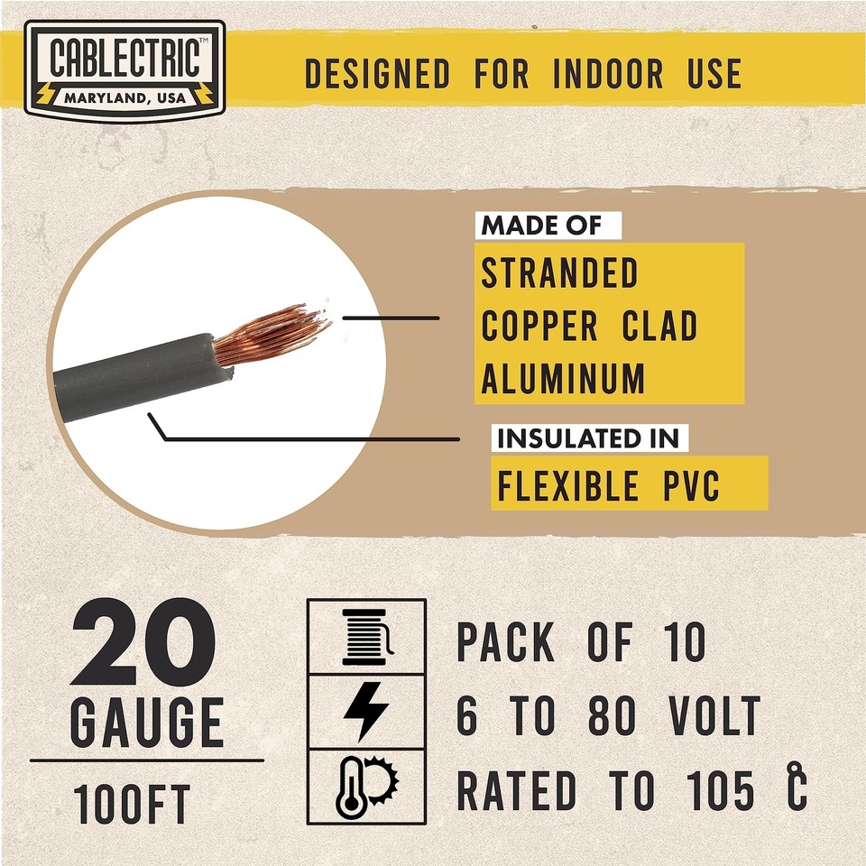 20 Gauge Primary Automotive Wire Assortment - 10 Roll Assortment Pack ...