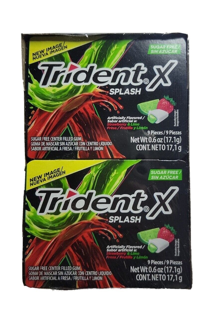 Trident Splash Sugar Gum Strawberry Lime 9-piece 10 PK for sale online ...