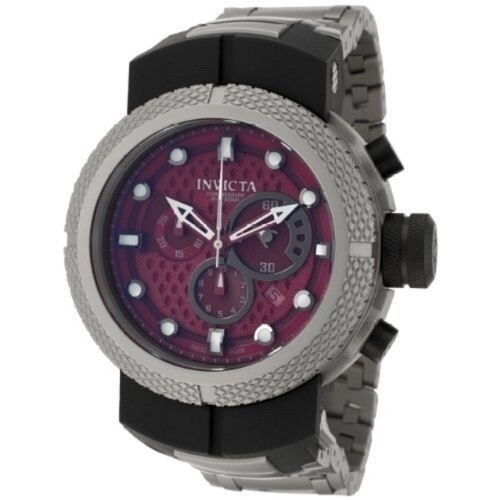 Invicta 0673 Coalition Forces Men'sChronograph Burgundy Dial Titanium ...
