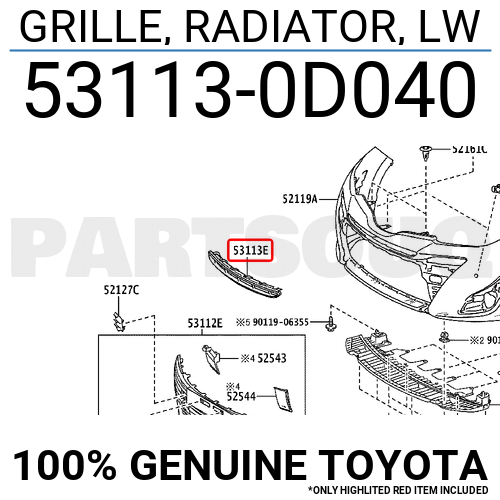 531130D040 Genuine Toyota GRILLE, RADIATOR, LW 53113-0D040 | eBay