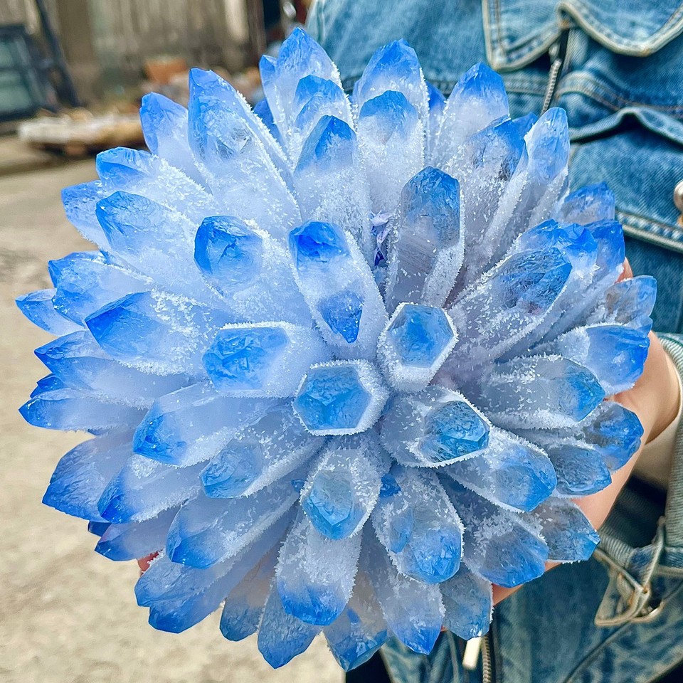12.54LB eatiful blue Tibetan Ghost phantom Quartz Crystal Cluster ...