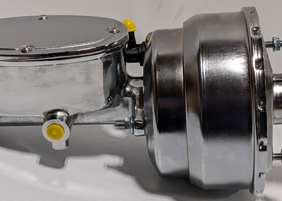 8" Silver Dual Diaphragm Power Brake Booster + Chrome Tandem 1" Master ...