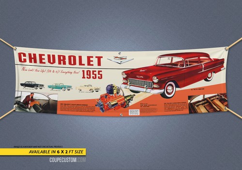 1955 Chevrolet 2 door Dealer Garage Banner Chevy Car 210 Bel air Sedan ...