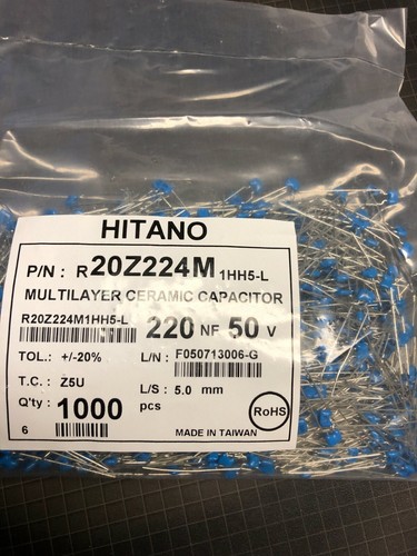 10 pcs 0.22uF 50V 20% Ceramic Capacitor .22uF, 220 nF, 224 USA | eBay