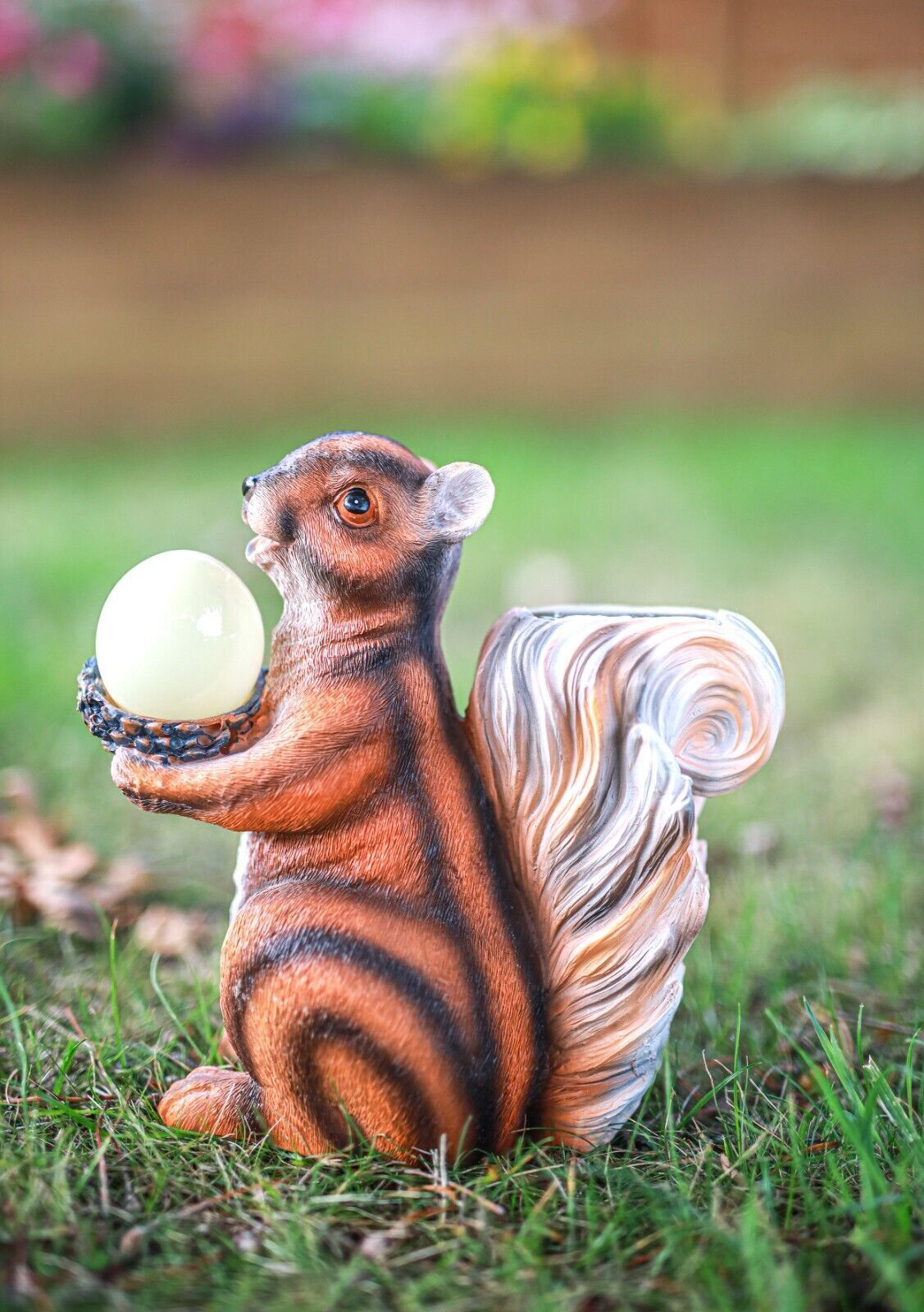 Solar Squirrel Garden Ornament LED Light Up Acorn Outdoor Decor Animal ...
