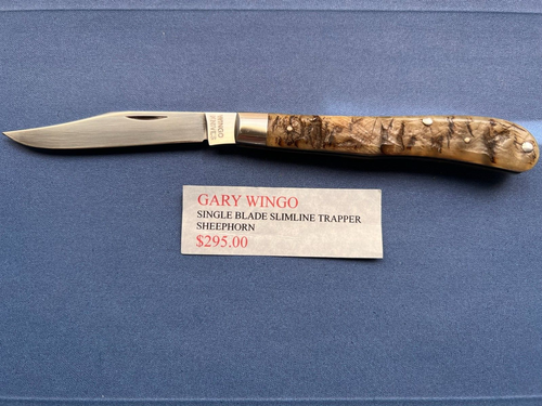 Rare Gary Wingo Hand-Made Single Blade Slimline Trapper - Sheep Horn ...