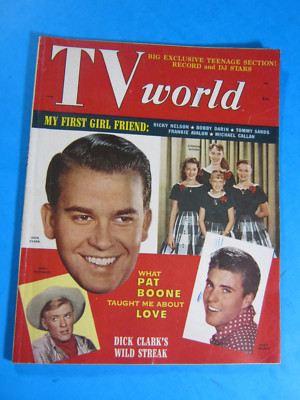 1959 TV WORLD MAGAZINE DICK CLARK PAT BOONE ANNETTE FUNICELLO EDDIE ...