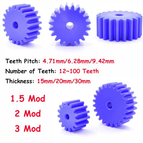1.5/2/3 Module 12T~100T Blue Nylon Spur Gears Pinion Gears Spur ...