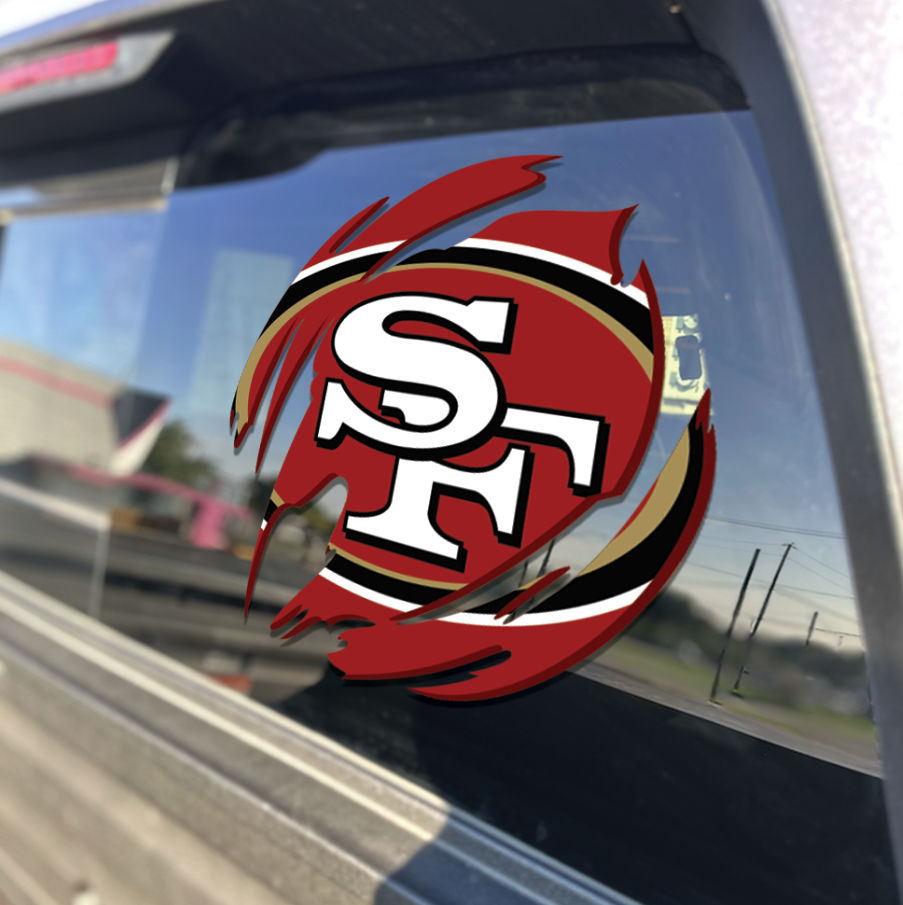 San Francisco 49ers Distress Scratched Decal Ripped Torn Tattered Vinyl ...