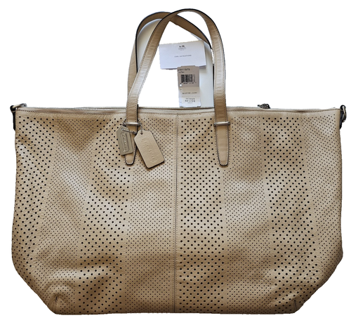 NWT Coach COOPER Bleeker Perforated Leather Large Tote Handbag Tan ...