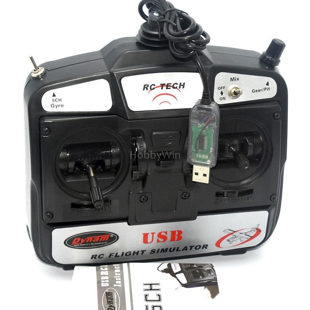 Dynam 6ch USB RC Flight Simulator 6 Channel Mode 2 Airplane Helicopter ...
