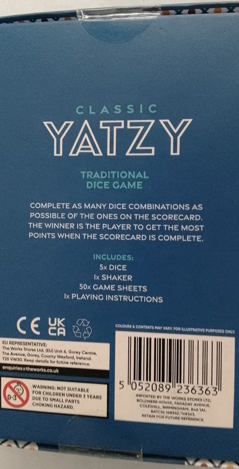 Classic Yatzy Traditional Dice Game: Brand New & Sealed In Box | eBay UK