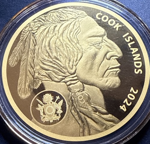 2024 Cook Island $25 1200 mg .9999Gold Indian Buffalo Coin in Capsule ...