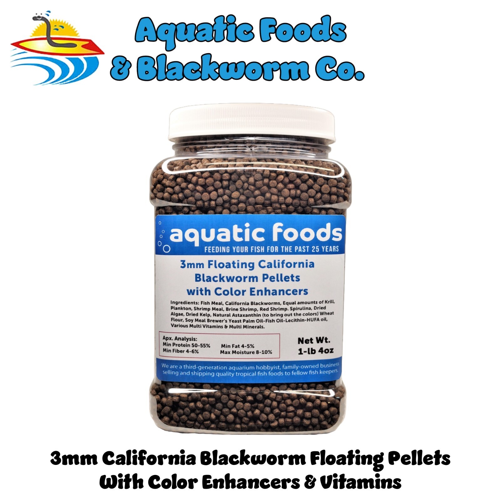 3 mm FLOATING California Blackworm Pellets with Color Enhancers ...