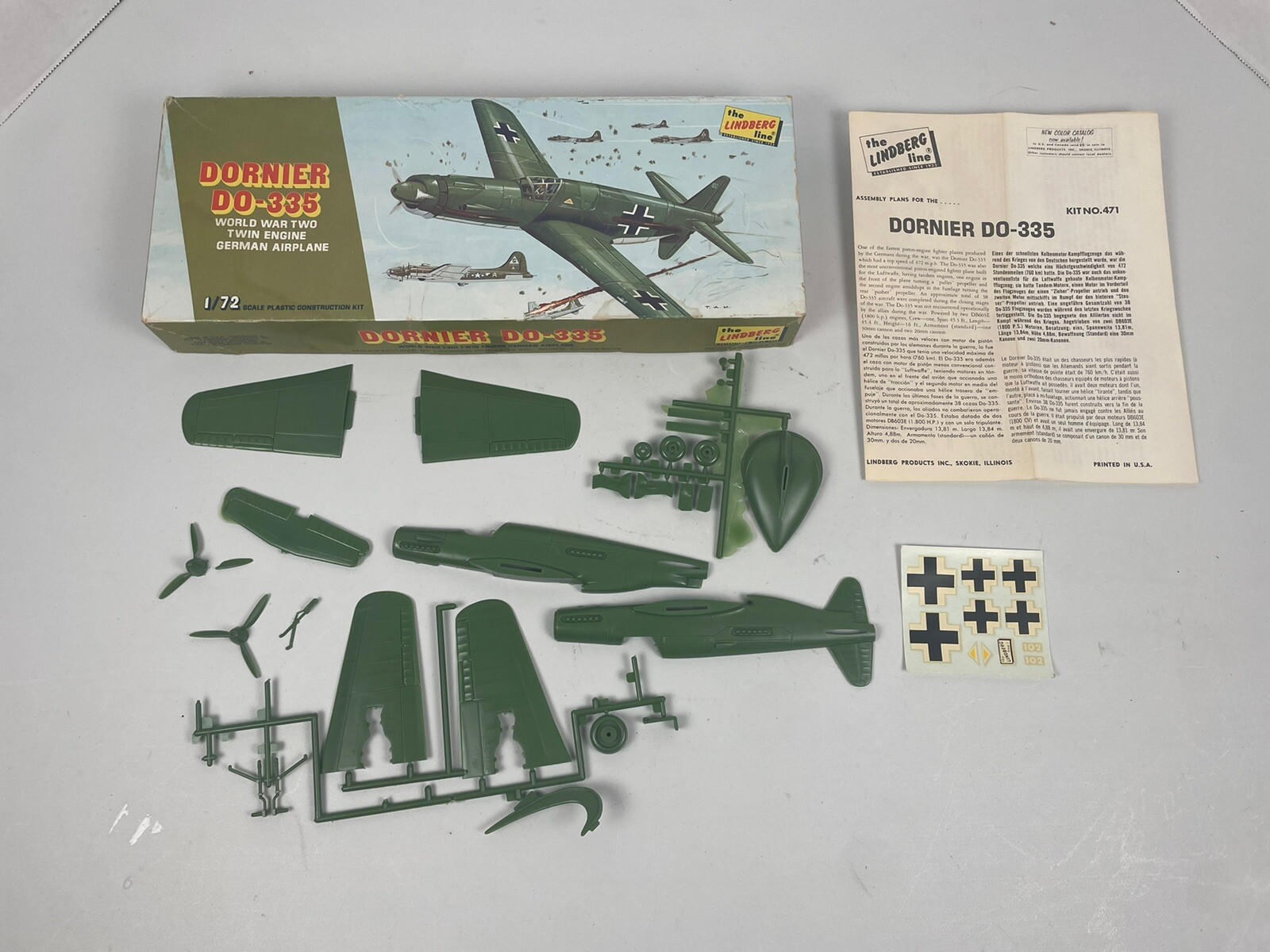 Vintage Lindberg Line 1/72 Dornier DO-335 Model Kit Number 471 READ | eBay