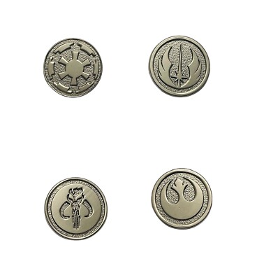 Star Wars Round Silver Coin Metal 1 Inch Tall Pin Set of 4 | eBay Australia