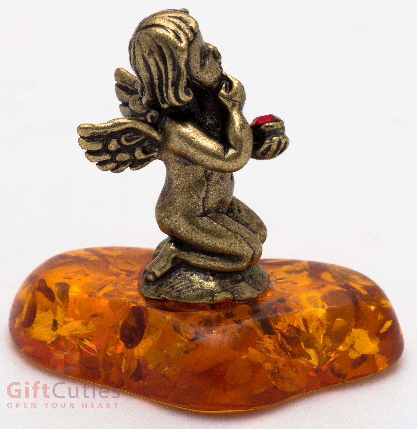 Solid Brass Amber Figurine of Angel Cupid Sitting IronWork | eBay