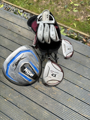 SET OF WILSON DEEP RED JUNIOR GOLF CLUBS IN STAND BAG. EXTRA DRIVER.4ft ...