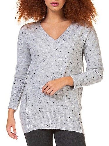 Dex Speckled V-Neck Sweater Grey Melange/Black Speckle Size S | eBay