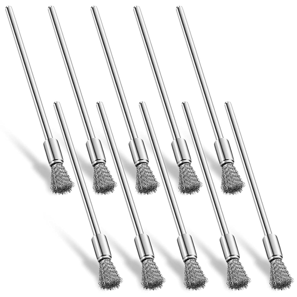 10 Pcs Small Wire Brush Extended Wire Brush for Drill Stainless Steel ...