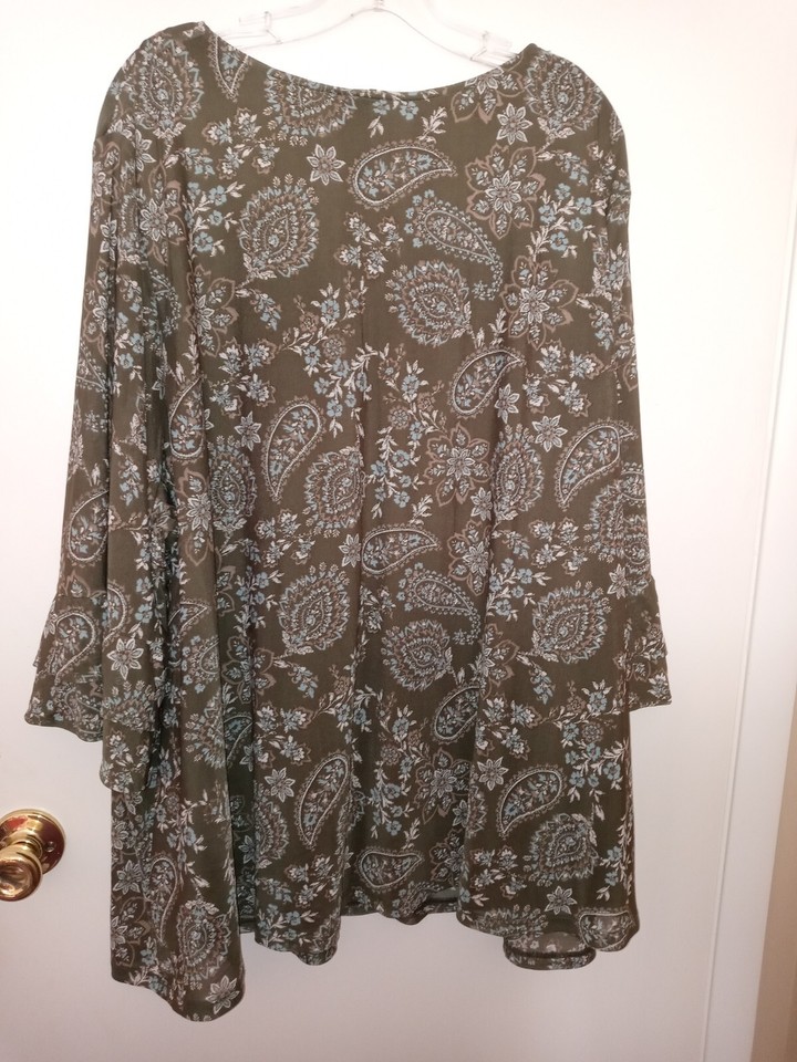 Ladies plus size olive green patterned top by CATHERINE'S size 4X | eBay