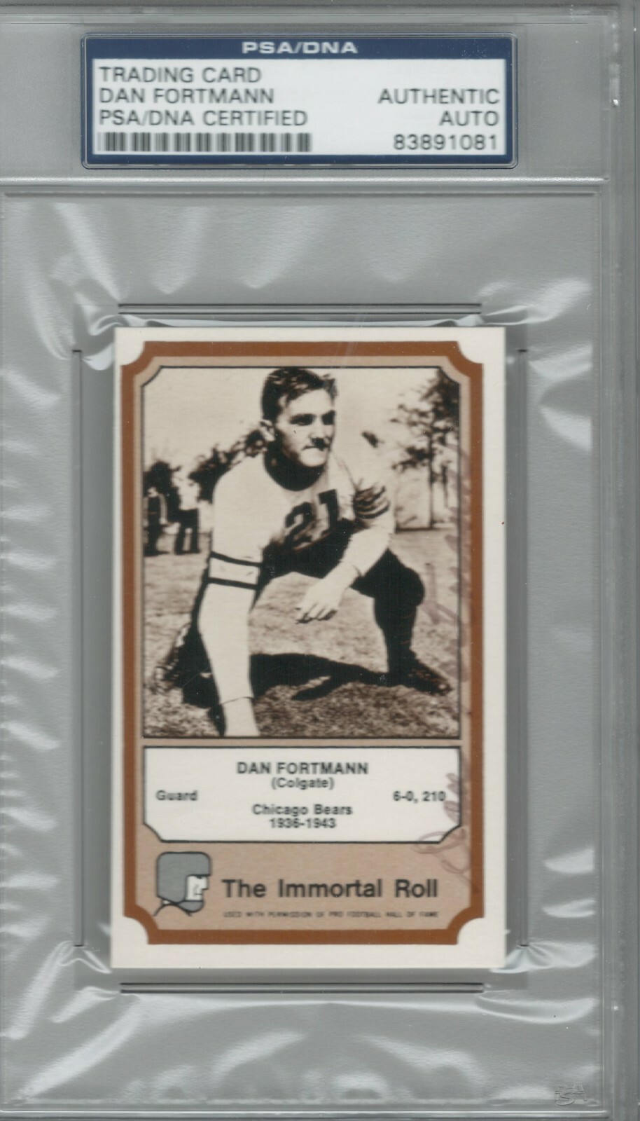 1974 Fleer Hall of Fame Dan Fortmann RC Rookie Signed Auto PSA DNA | eBay