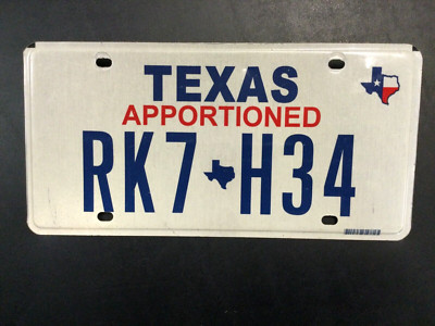 EXPIRED TEXAS APPORTIONED LICENSE PLATE RK7 H34 | eBay