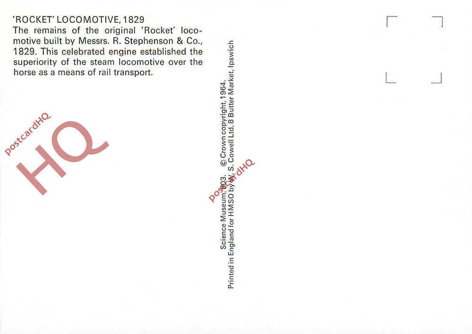 Picture Postcard::STEPHENSON'S 'ROCKET' LOCOMOTIVE, 1829 [SCIENCE ...