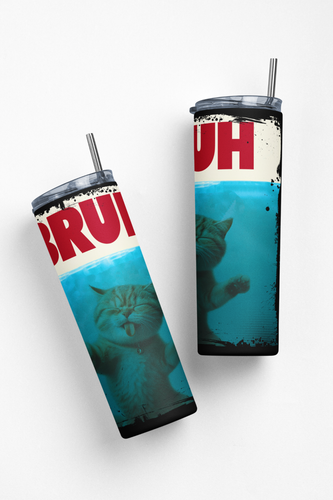 Bruh Cat Meme Insulated Tumbler, Stainless Steel Travel Cup with Lid ...