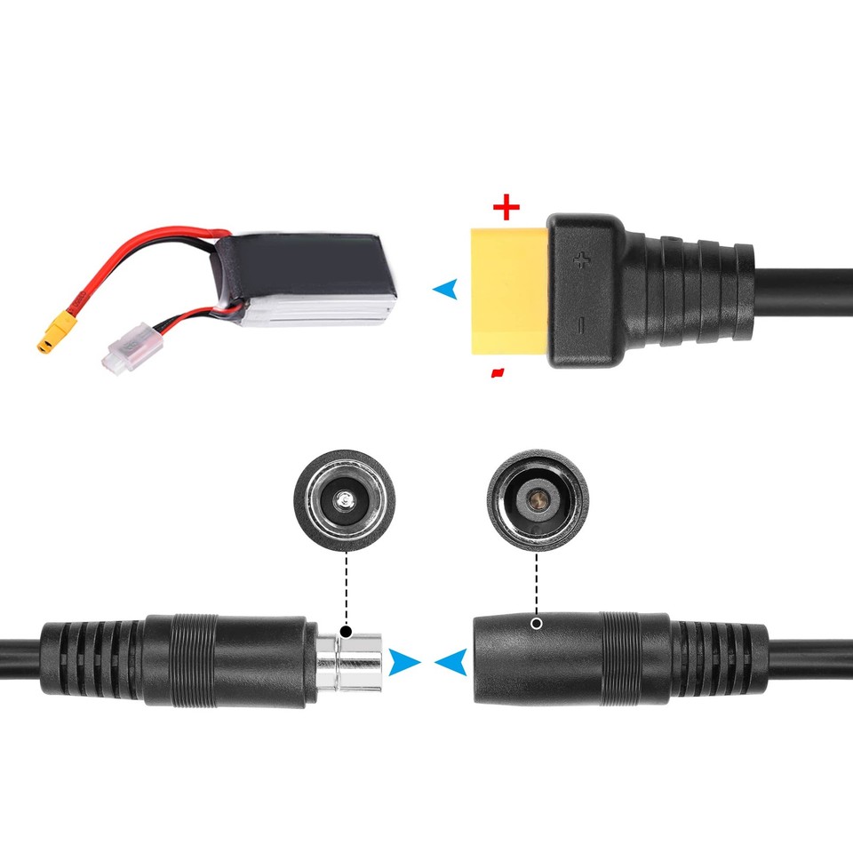 GINTOOYUN DC8020 to XT60 Power Cable, 2-Pack, 14AWG DC 8mm x 2.0mm ...