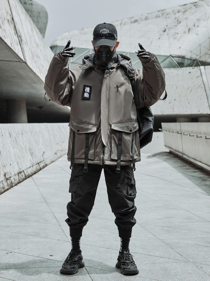 Niepce Japanese Streetwear Winter Parka Jacket with Strap Casual ...